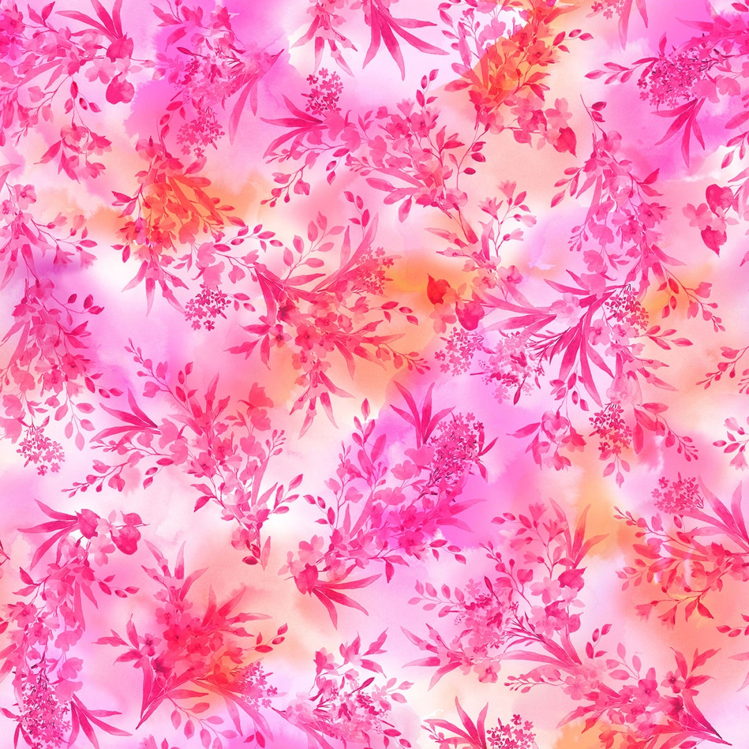 Bloom Bright by Maywood Studio Fabrics Meandering Flowers Pink and ...