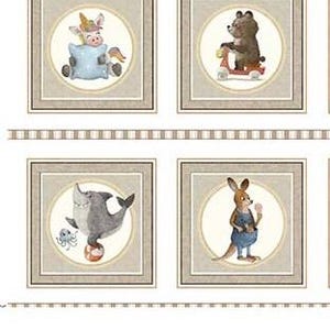 Animal Alphabet Panel Fabric Cotton Fabric 35 X 44 With 9 Inch Squares ...