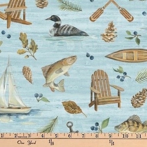 Lakeside Retreat Lake House Fabric by the Yard Quilting Cotton - Etsy