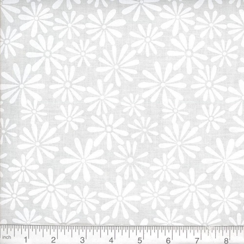 White on White Flower Power Quilting Cotton Fabric White Tonal Fabric ...