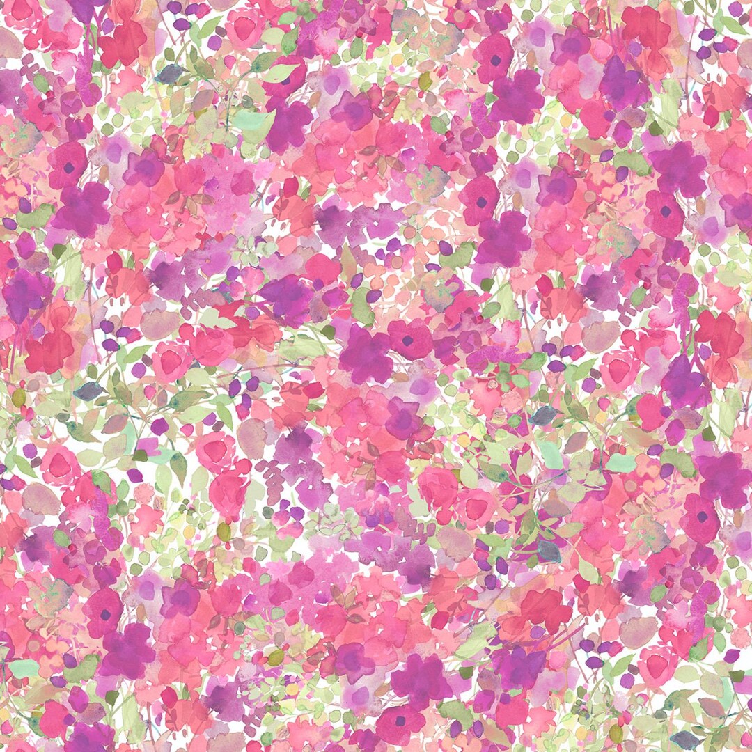 Garden Fresh Raspberry Abstract Floral by Clothworks Fabrics Y4257-74 ...