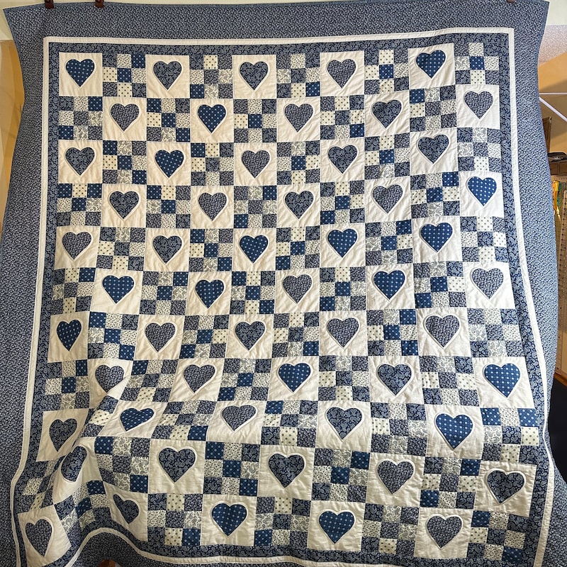Queen Quilt Blue Amish - Etsy