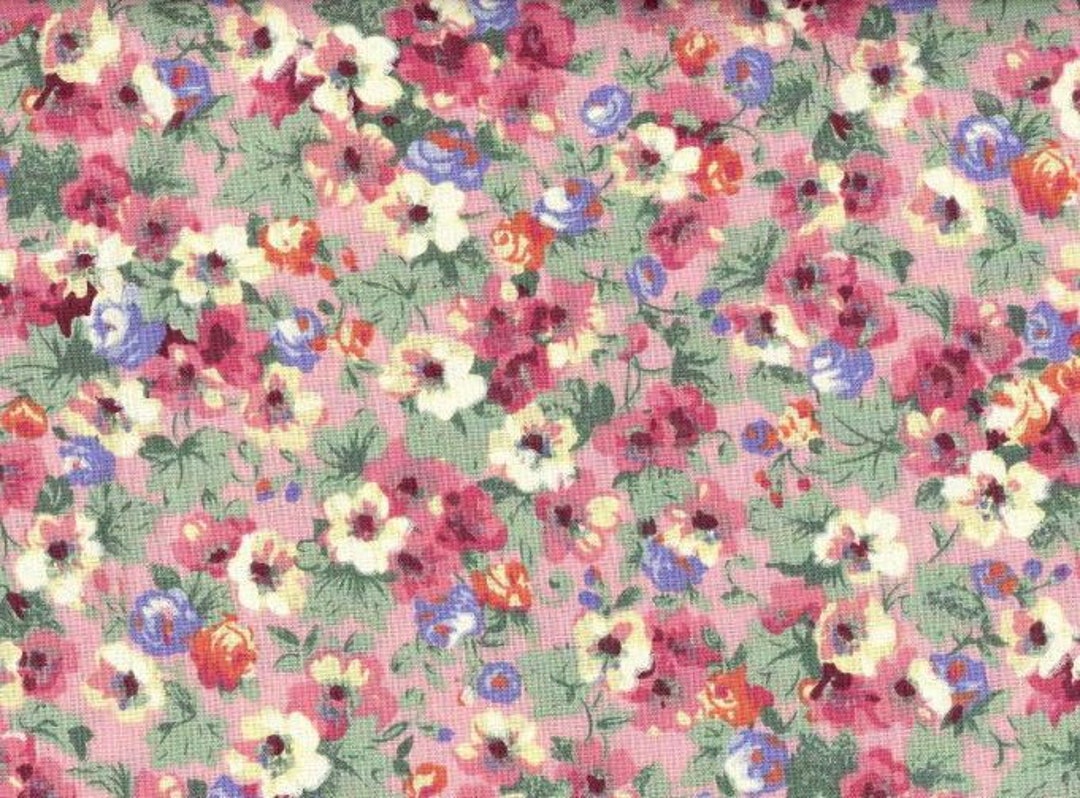 Pink Calico Country Florals Quilting Cotton Medium Print - Etsy