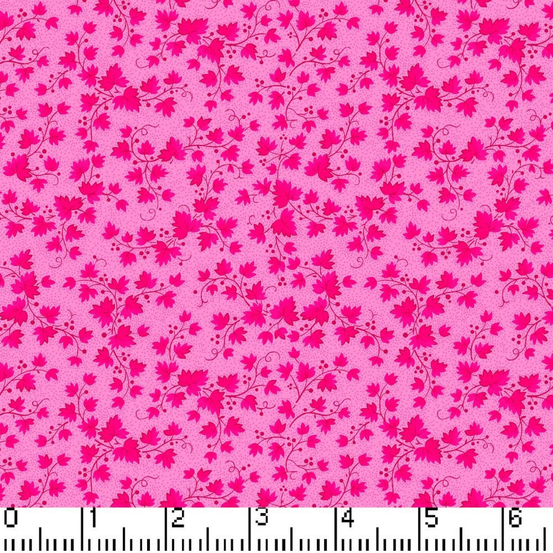 Hot Pink Foliage Calico Pink Flamingo Cotton Fabric Floral Fabric by ...