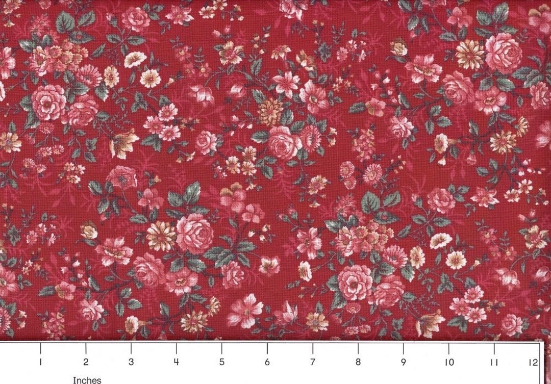 Large Pink Country Florals With Pink Background Quilting Cotton Calico ...