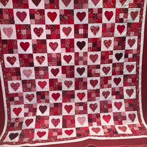 Heart and Nine Patch Queen Size Quilt - Etsy
