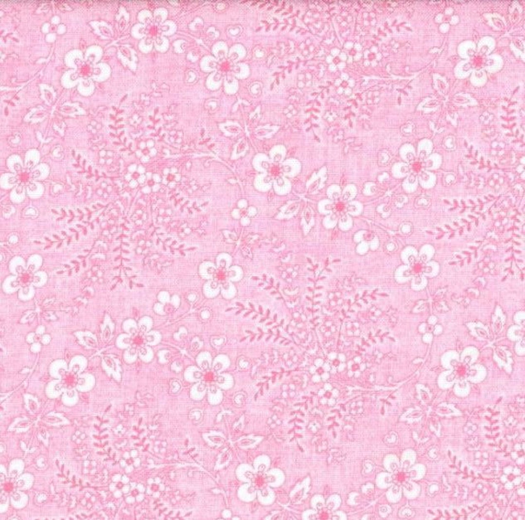 Pink Trellis Dance Calico Pink Cotton Fabric Floral Fabric by the Yard ...