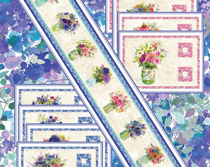 Flowers for Your Table Table Runner and Placemats Pattern by Clothworks ...
