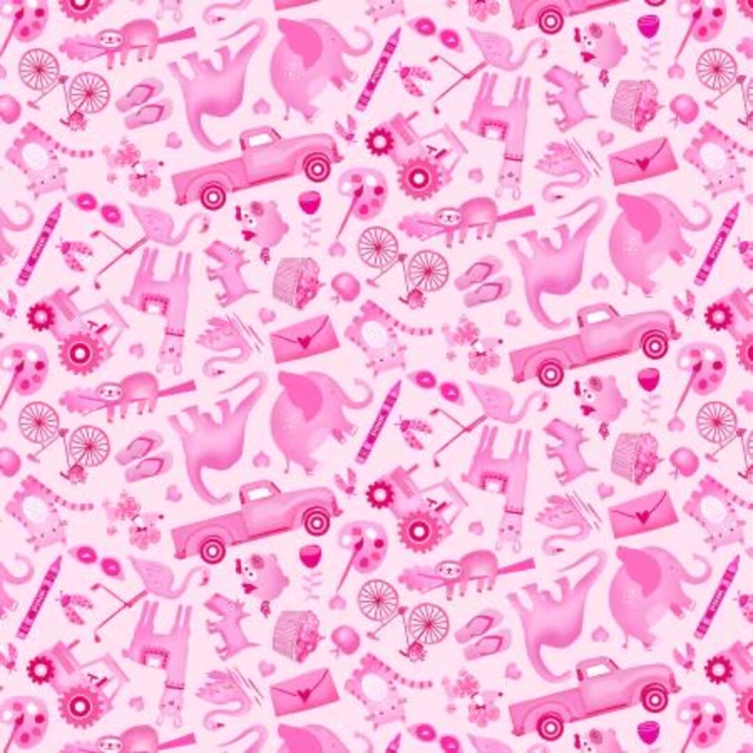 Pink Mini I Spy Objects by Timeless Treasures Fabrics Premium Cotton ...