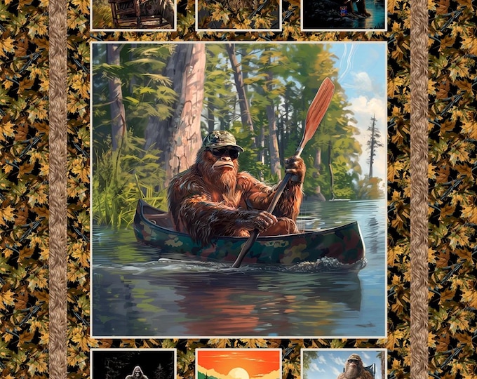 Gone Squatchin' Bigfoot 36" Panel by 3 Wishes Fabric Premium Quilting ...