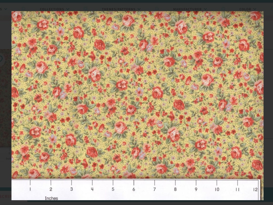Yellow Calico Country Florals Quilting Cotton Medium Print - Etsy