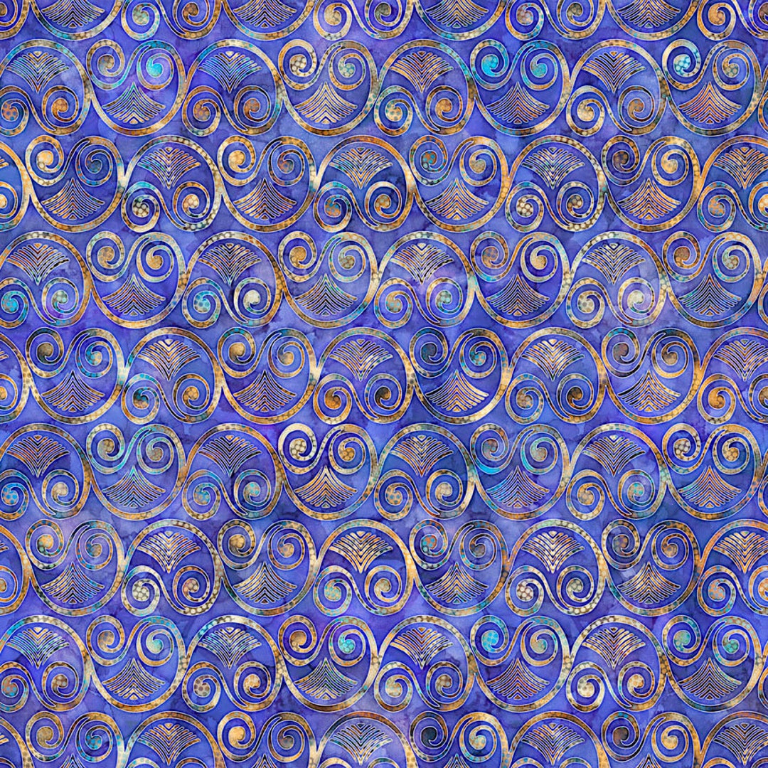 Sylvan Spirit Blue Set Swirls 29367W by QT Fabrics Premium Cotton ...