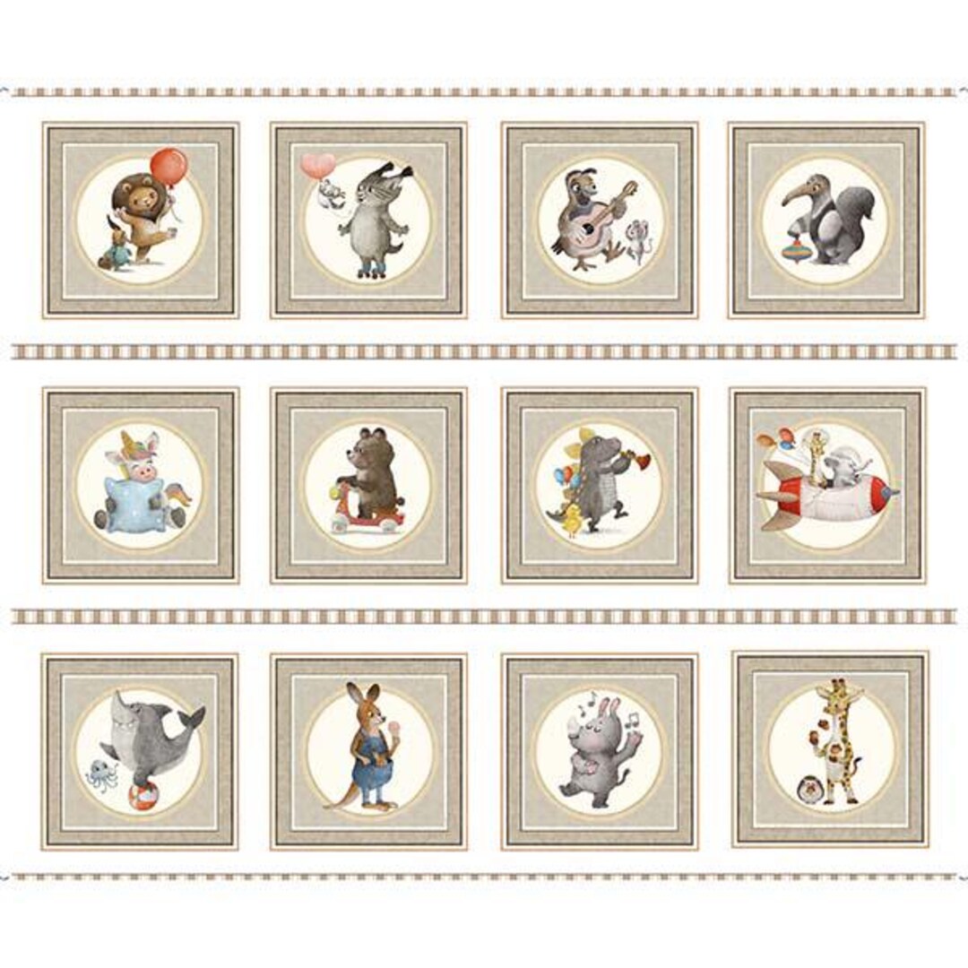 Animal Alphabet Panel Fabric Cotton Fabric 35 X 44 With 9 Inch Squares ...