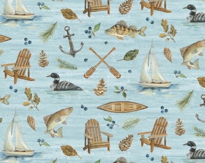 Lakeside Retreat Lake House Fabric by the Yard Quilting Cotton - Etsy