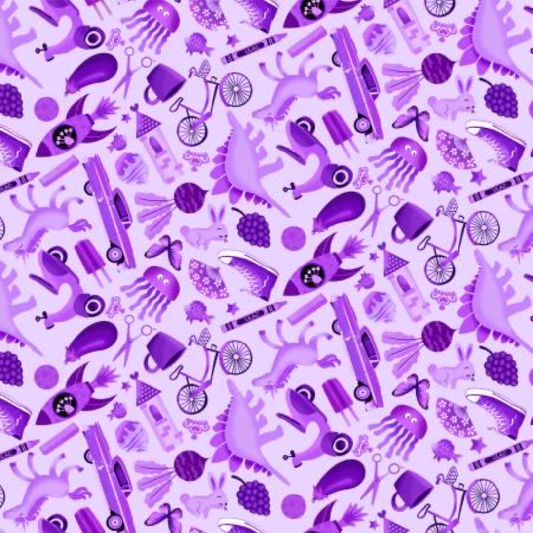 Purple Mini I Spy Objects by Timeless Treasures Fabrics Premium Cotton ...