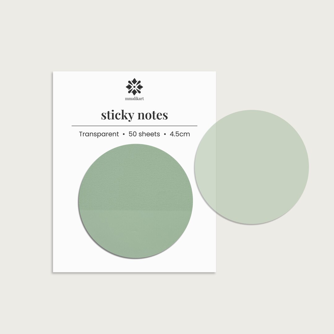 Transparent Sticky Note, Round, Green, Sticky Pad, Journalling, Office ...