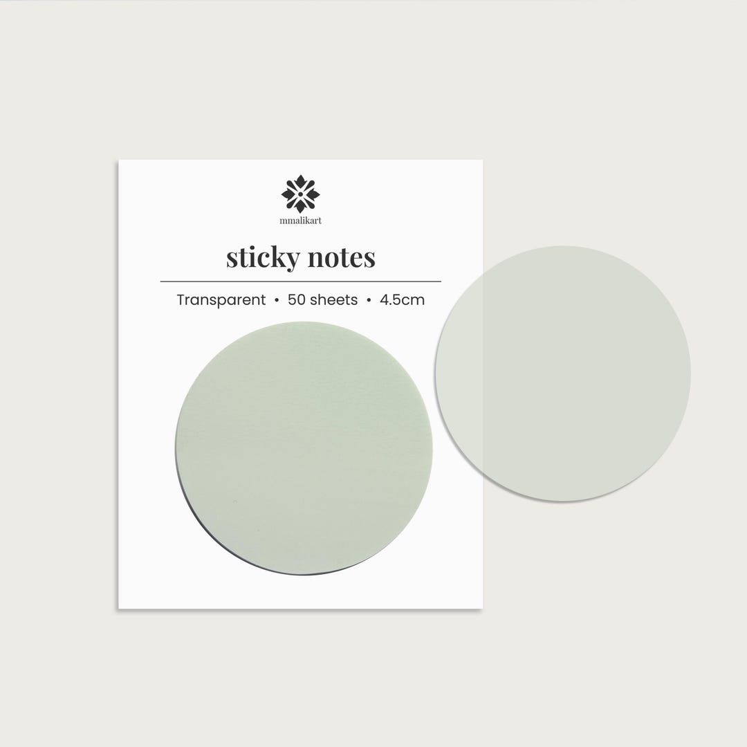 Transparent Sticky Note, Round, Mint Green, Sticky Pad, Journalling ...