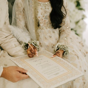 A3 Luxury Nikkah Certificate With Feather Pen | Premium Islamic Wedding ...