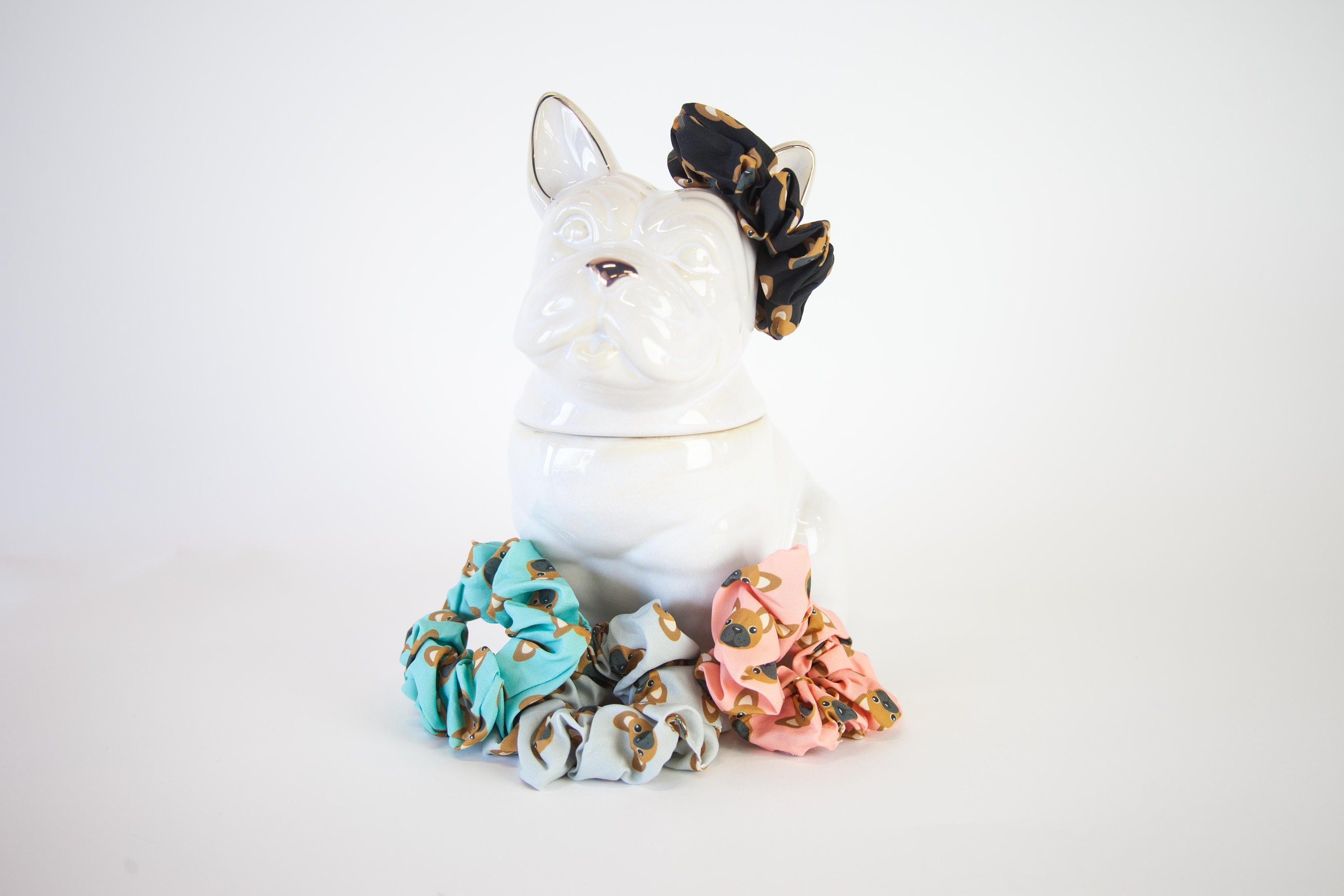 DOG FRENCHIE Hair Scrunchies, 4 Pack French Bulldog, Hair Ties, Hair ...