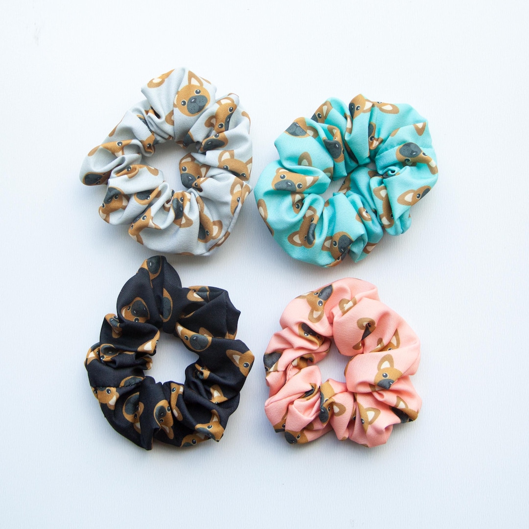 DOG FRENCHIE Hair Scrunchies, 4 Pack French Bulldog, Hair Ties, Hair ...