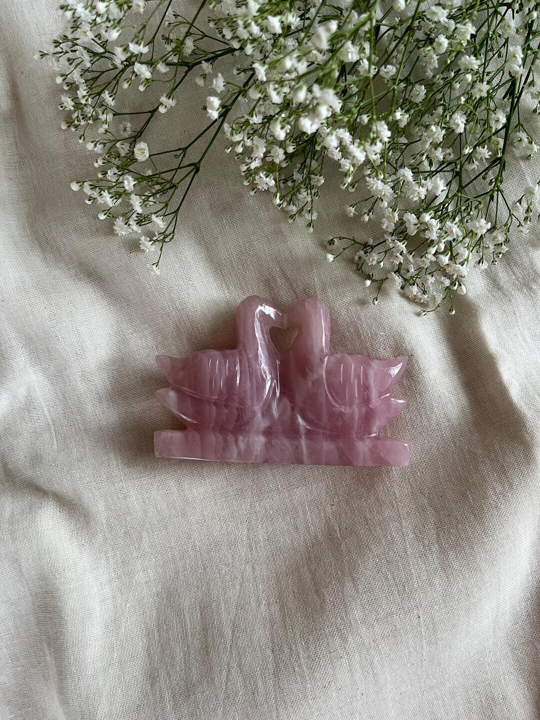 Crystal Mandarin Duck Pair Rose Quartz Ducks Rose Quartz Animal ...