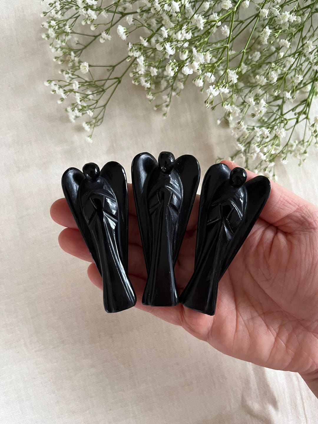 3” Black Obsidian Angel - Angel Figurine - Guardian Angel Gift - Home ...