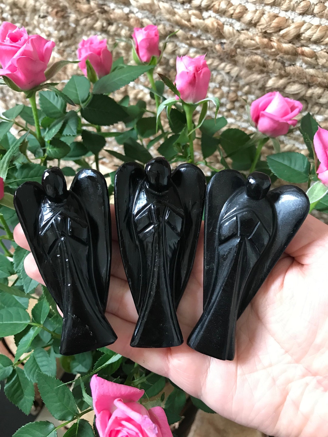 Obsidian Angel Gemstone Angel Black Angel Guardian Angel - Etsy