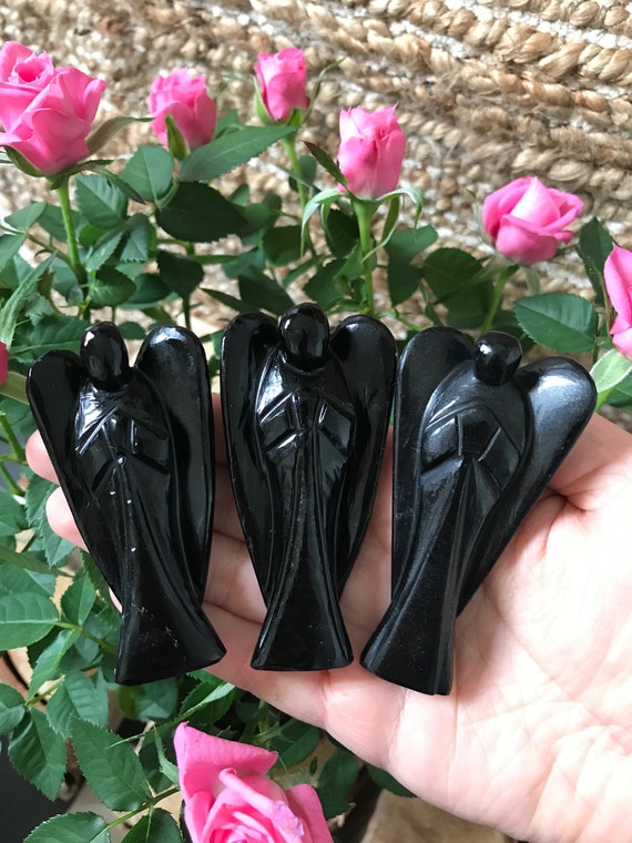 Obsidian Angel Gemstone Angel Black Angel Guardian Angel | Etsy