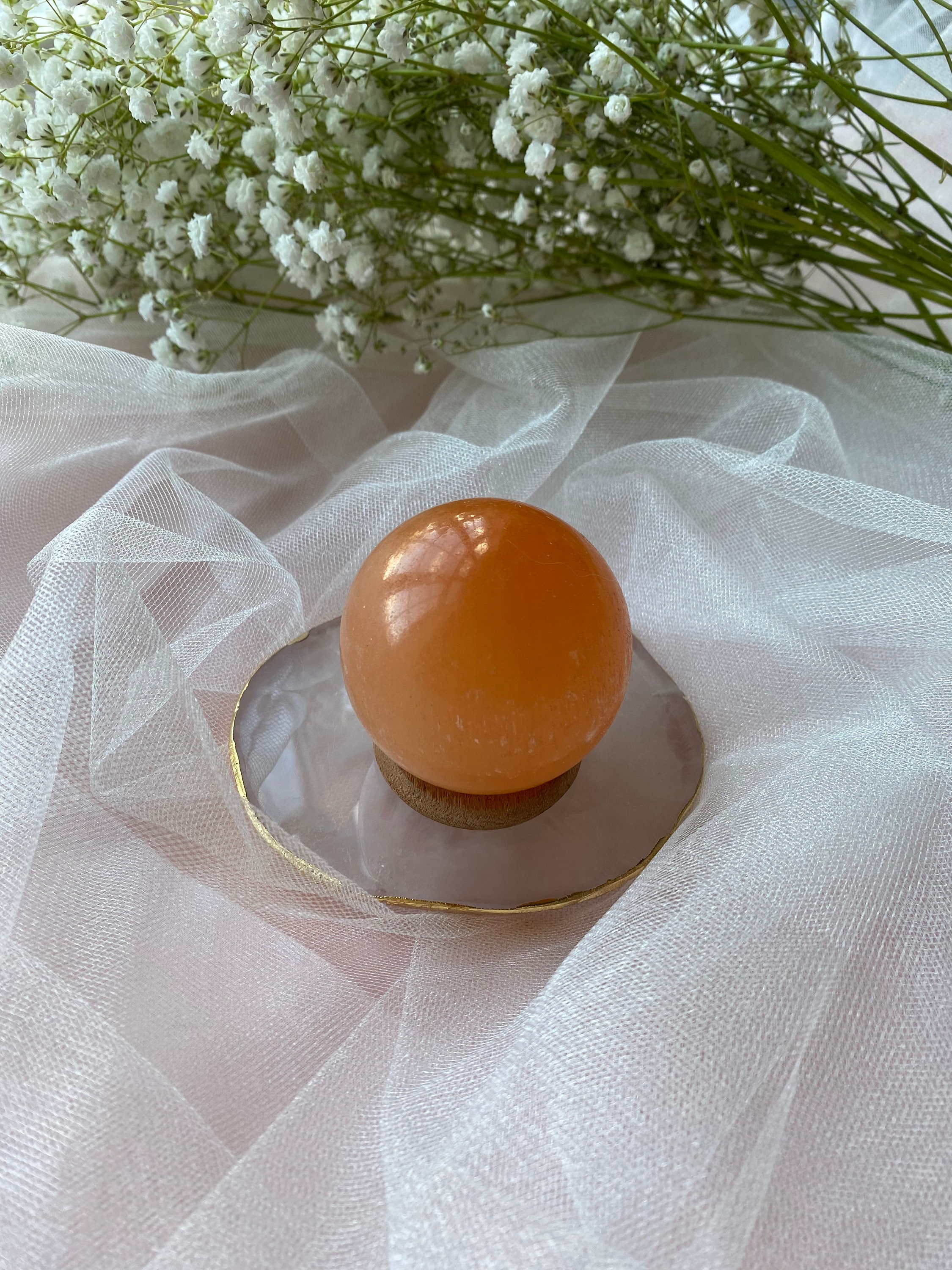 Orange Selenite Ball - Selenite Sphere - Crystal Gemstone Ball - Etsy UK