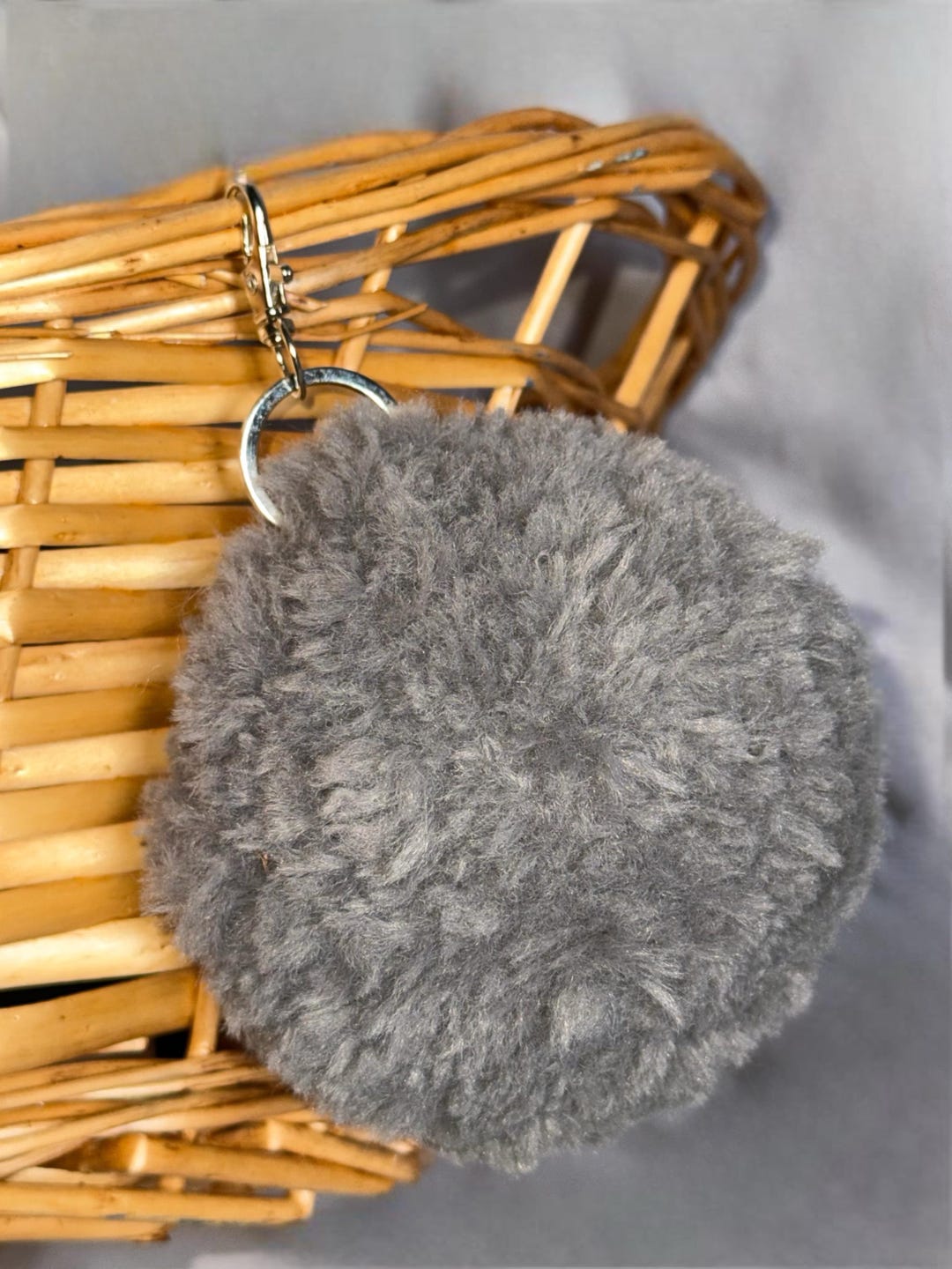 Grey Crochet Faux Fur Key Chain - Etsy