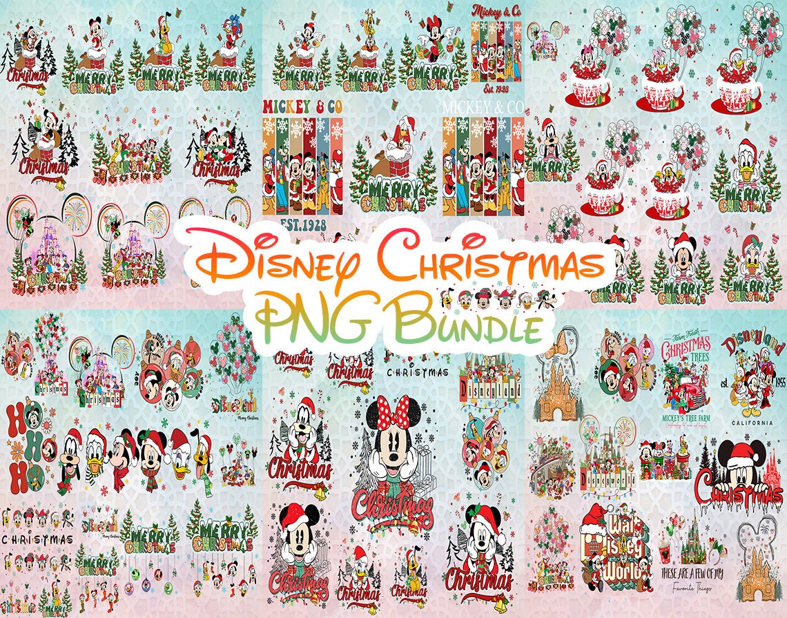 Christmas Mickey Clipart Bundle Png Xmas Cartoon Sublimation - Etsy