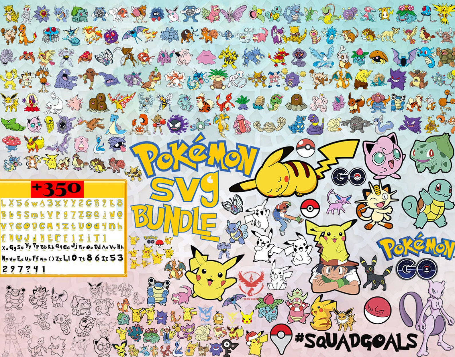 Pokemon Svg Bundle, 350+ Pokemon Svg Files, Pokemon Clipart, Pikachu ...