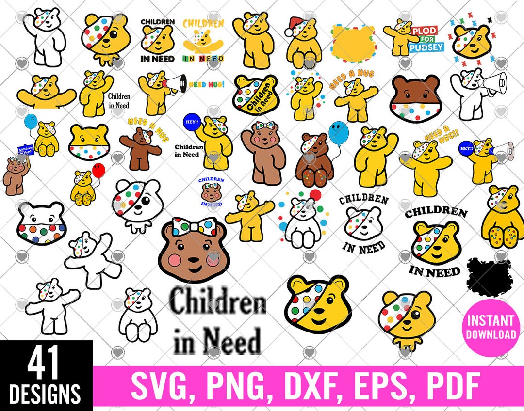 Children in Need Svg Bundle, Children in Need, Pudsey Bear, Red Nose ...