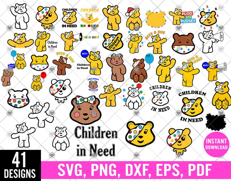 Children in Need Svg Bundle Children in Need Pudsey Bear - Etsy