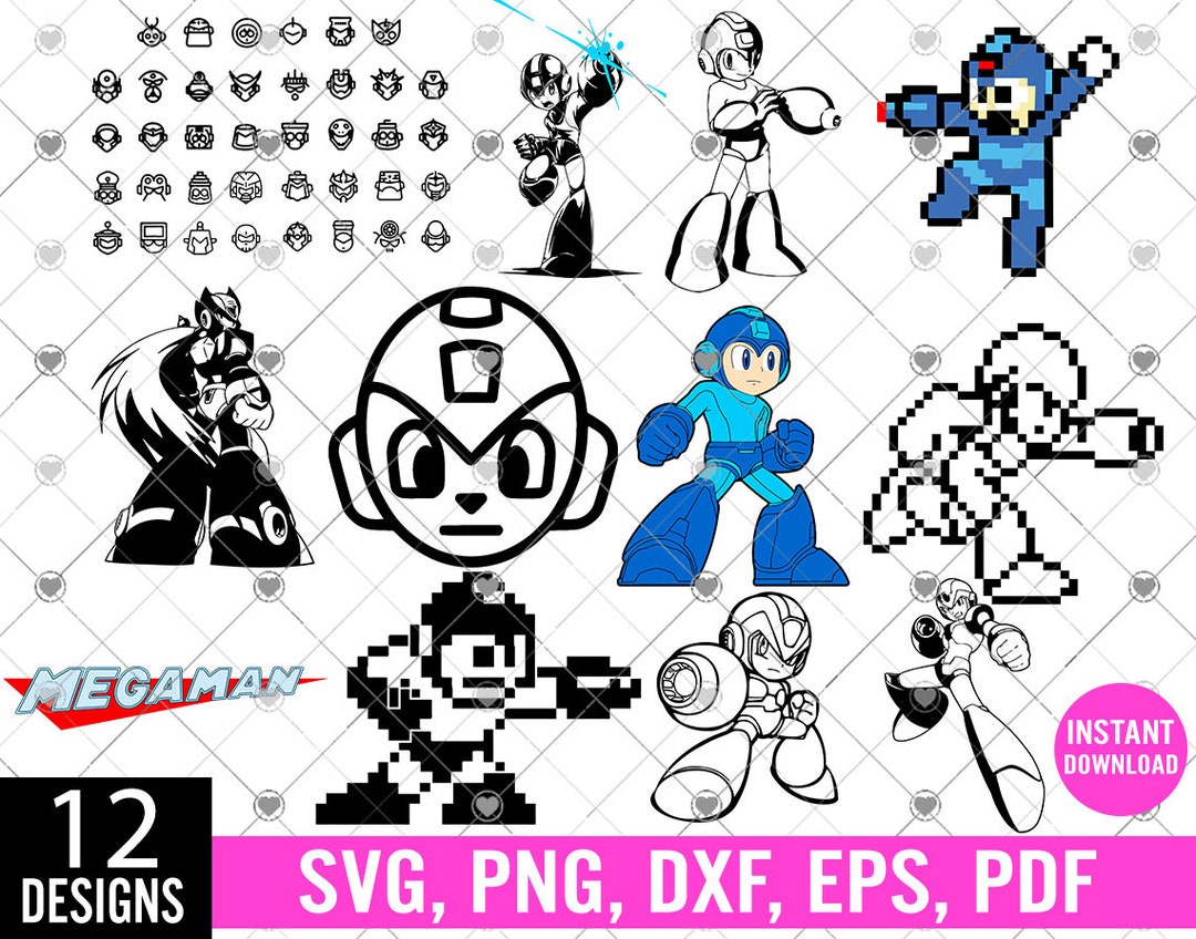 Megaman Svg Bundle, Classic Mega Man Svg, Megaman Silhouette, Smash ...