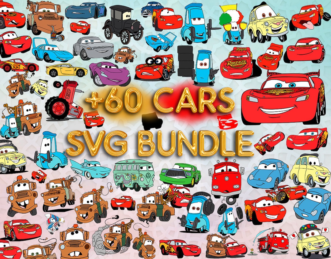 Cars Svg Bundle, LAYERED SVG Bundle, Lightning Mcqueen Cars Vector Svg ...