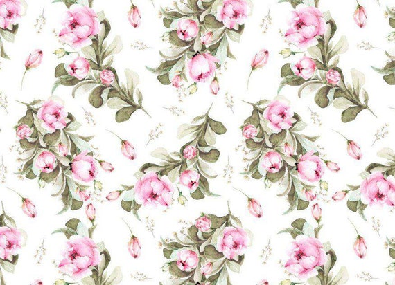 Floral Cotton Fabric Roses Nursery Fabric Premium Textile - Etsy