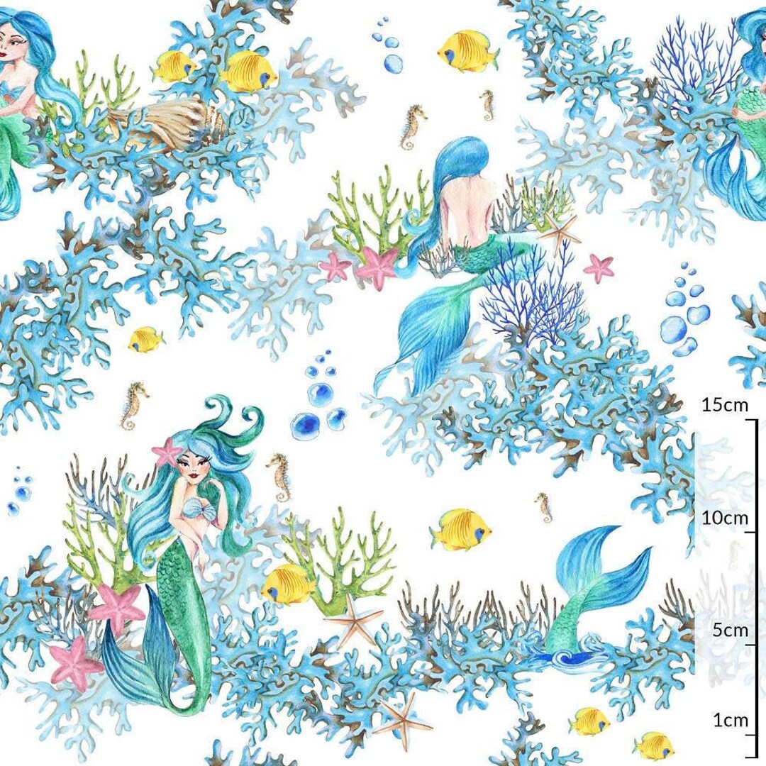 Mermaid Cotton Fabric, Coral Reef Nursery Fabric, Premium Print - Etsy