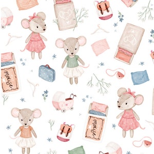Tiny Mouse Cotton Fabric Mice Nursery Fabric Premium - Etsy