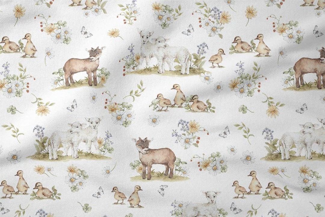 Farm Animals Cotton Fabric, Nursery Fabric, Premium Textile, Cloth for ...