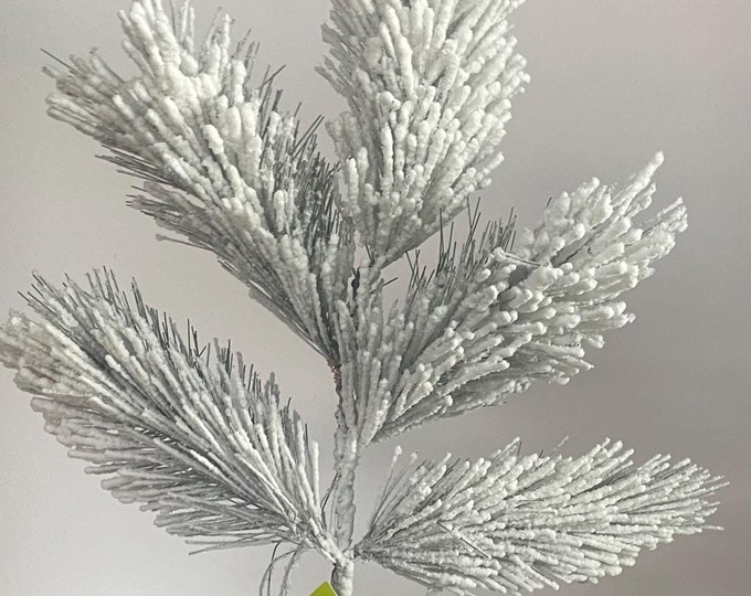 Flocked Pine Spray, Fairmont Pine, 20"", Winter Greenery, Wreath ...