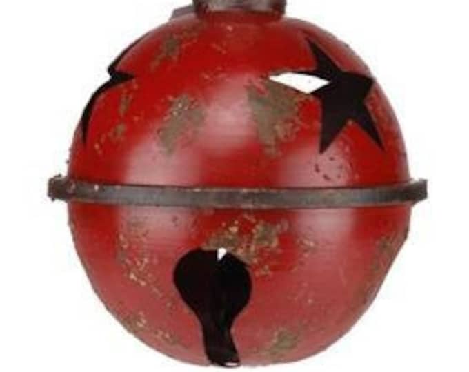 Jingle Bell Antique Rustic Red Rust 7” Dia, Christmas Accent for ...