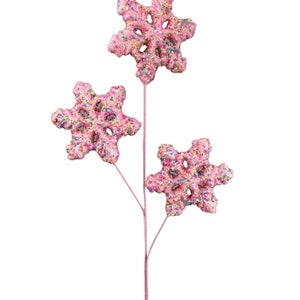 Pink Snowflake Cookie W/ Sprinkles Spray, 30" H X 3 Snowflakes, Perfect ...