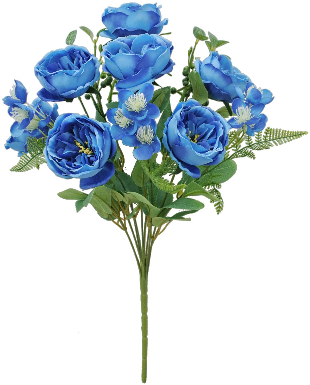 Blue Cabbage Rose Bush X 12, 20”, Farmhouse Country Floral, Wreath ...