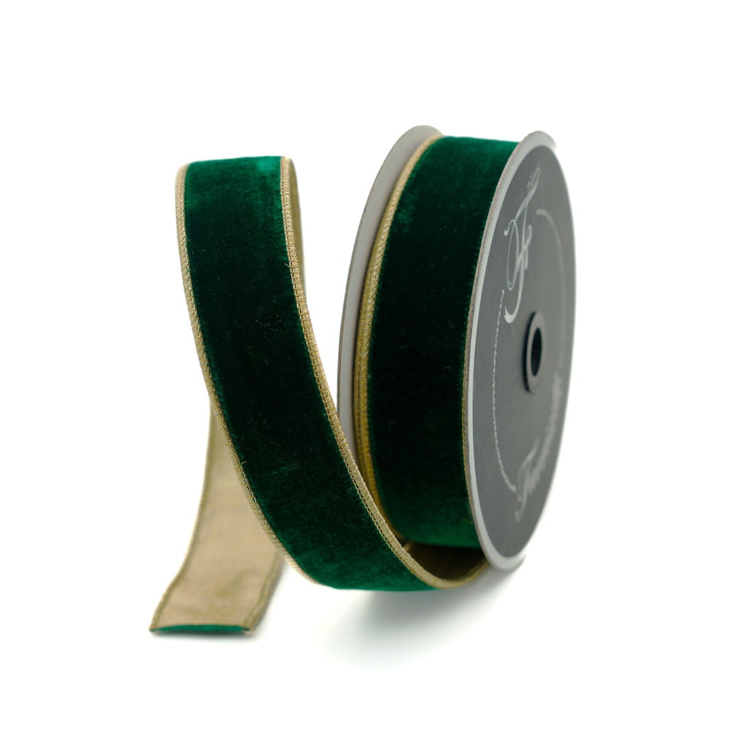Emerald Velvet Flashy Gold Backed Ribbon 1.5 X 10 Yards - Etsy