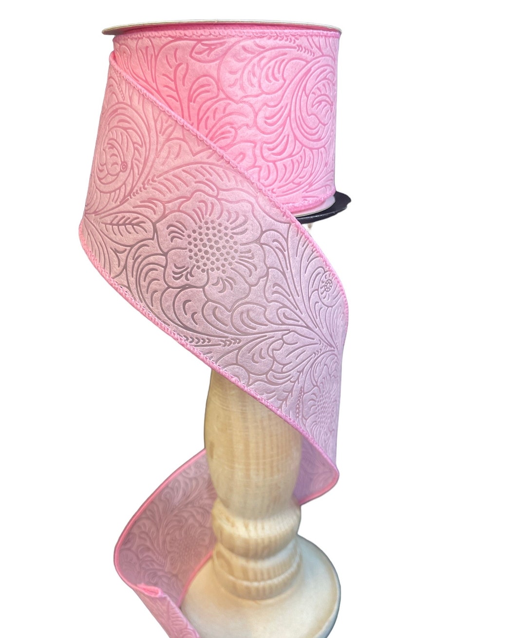 Embossed Ribbon, Pink Spring Floral, 2.5” X 10 Yards, Jascotina Ribbon ...