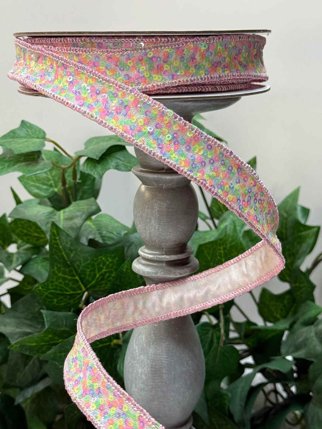 Pastel Sequin Ribbon 1" X 10 Yards, Easter, Spring, Candy Christmas or ...