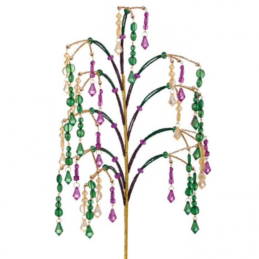 Mardi Gras Falling Bead Acrylic Spray Stem 22" Mardi Gras Floral ...