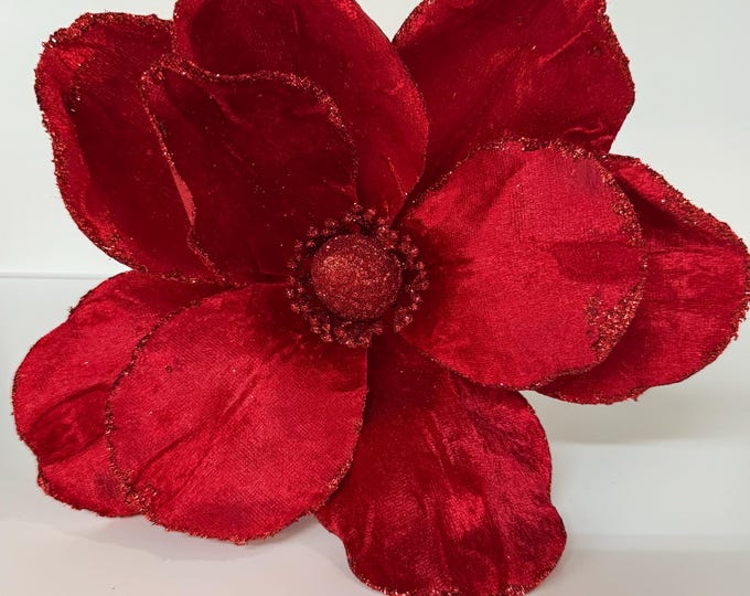 Magnolia Red Velvet Pick 9"w X 13"h Winter or Valentine Day Spray for ...