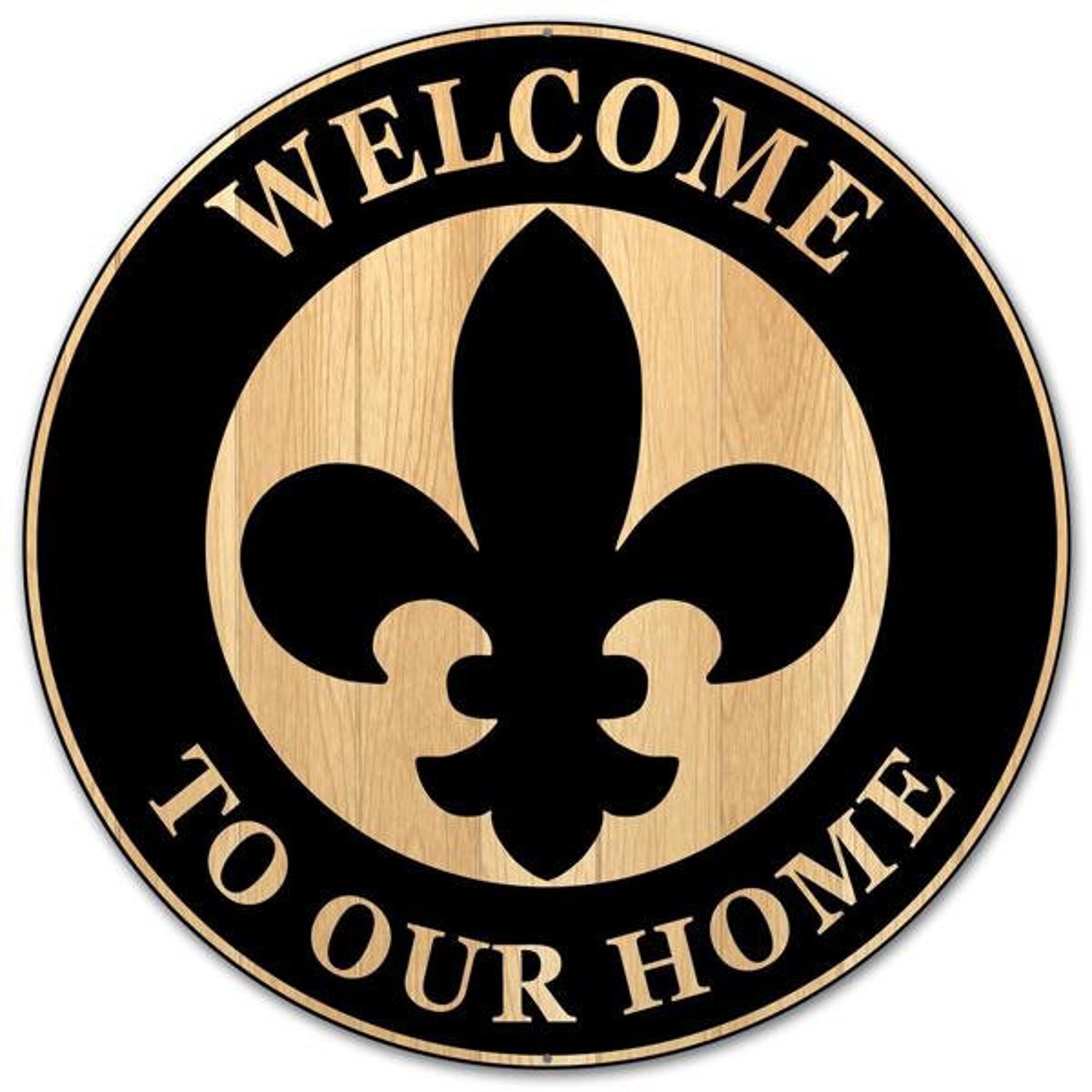 Fleur-de-lis Welcome Sign, welcome to Our Home 12 Dia Metal Fall Signs ...